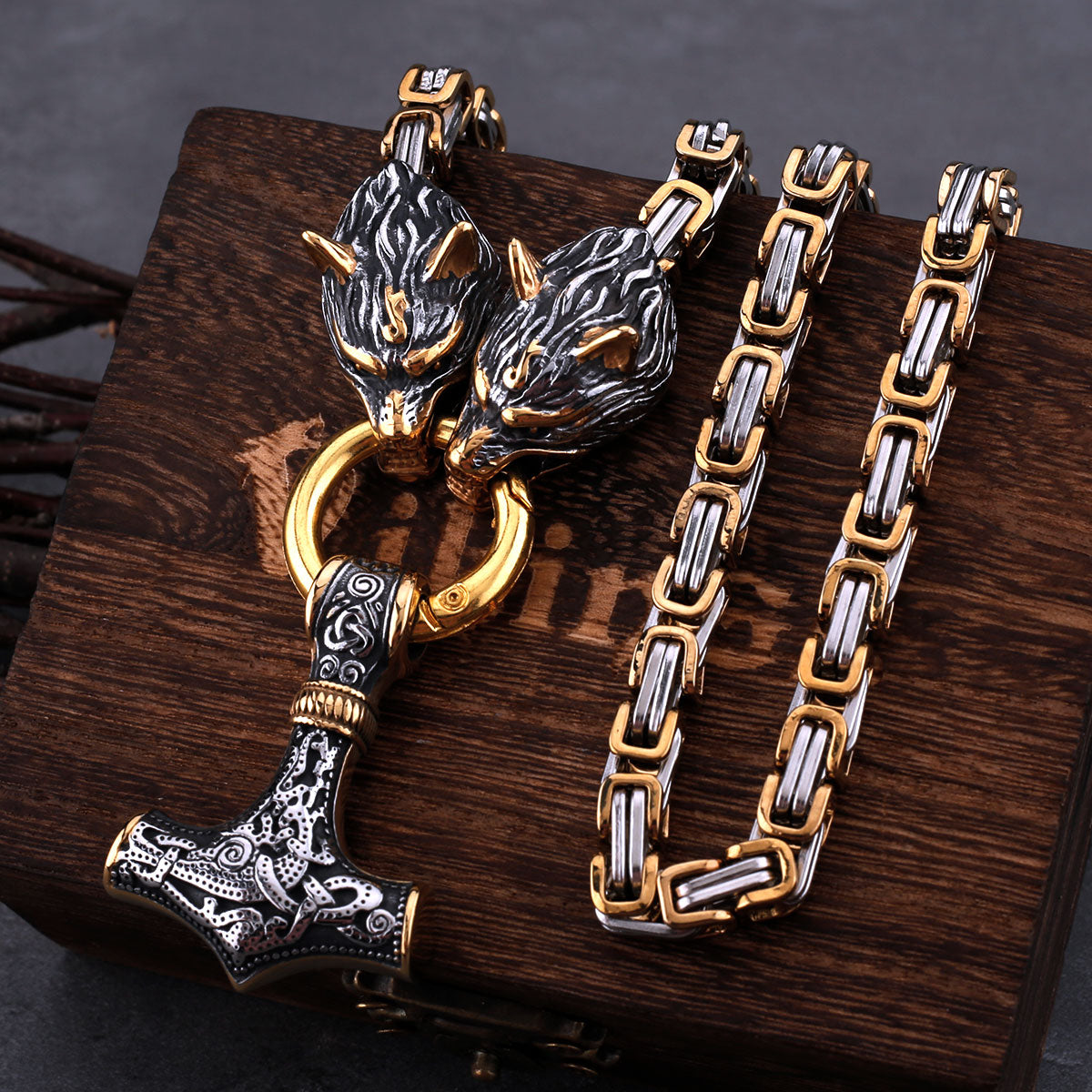 Colar Viking Thor Cabeça de Lobos Valhalla – Vikings Store Brasil